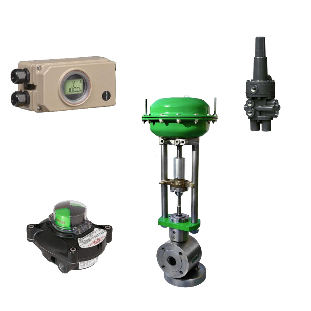 Válvula de controle pneumático com Samson 3730-3 posicionador e Fisher ...